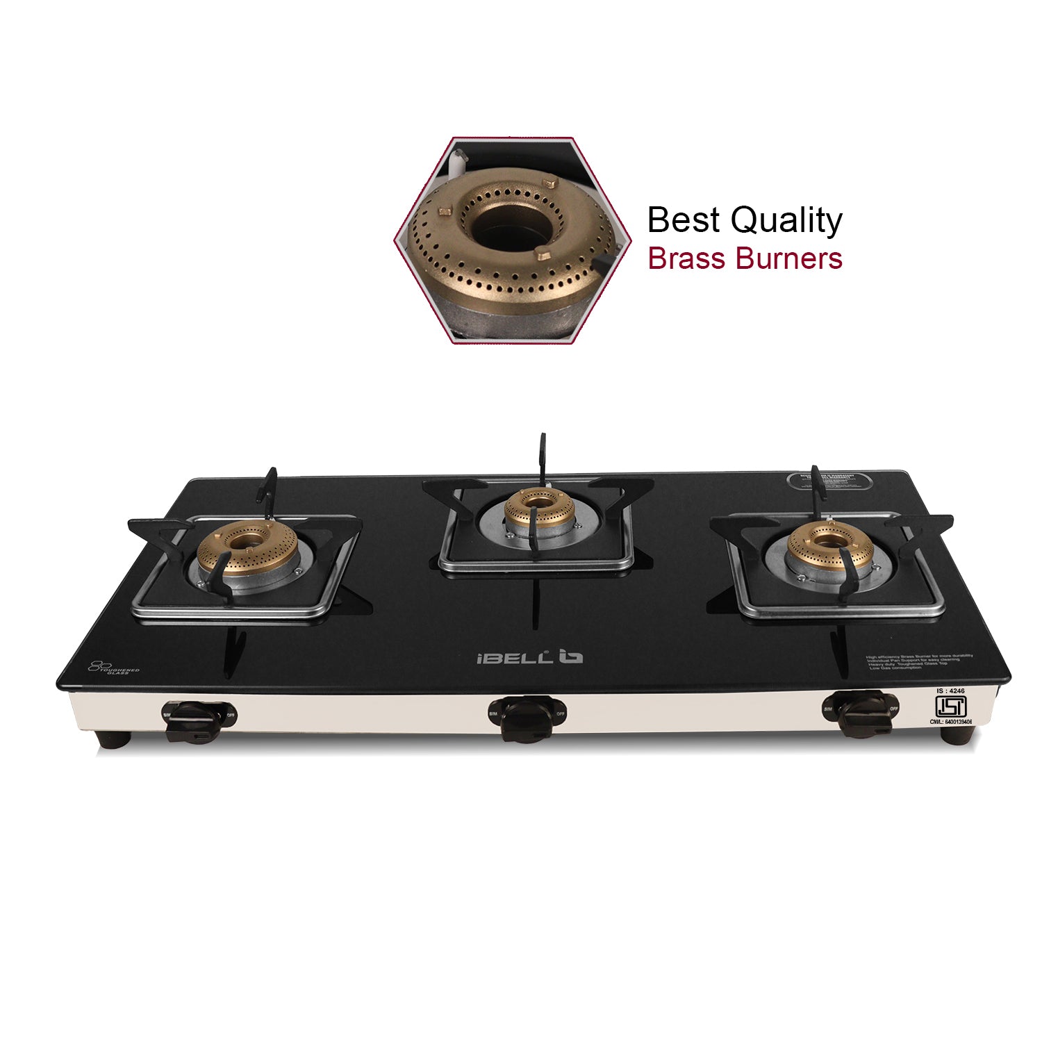 iBELL AGS 8413 Star 3-Burner Gas Stove with Auto Ignition – Low gas co ...